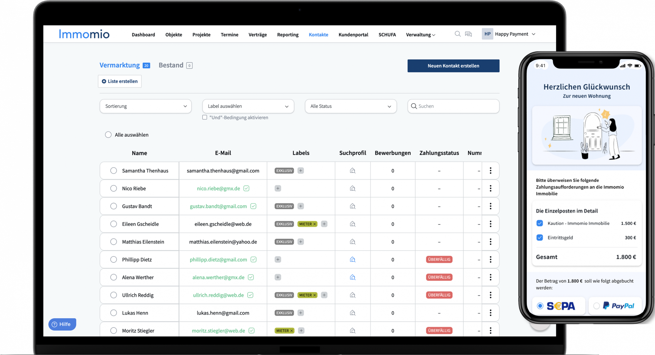 Wohnungswirtschaft: Immomio – digitales Bezahlen für Mieter